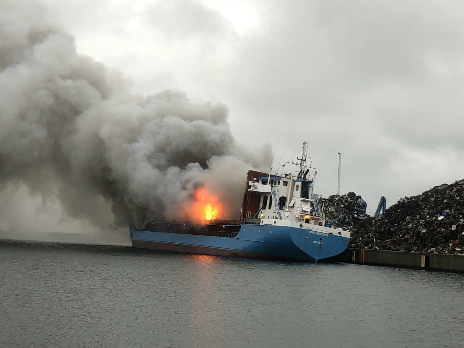 Violent fire broke out on Danish cargo ship, Copenhagen | Ship ...