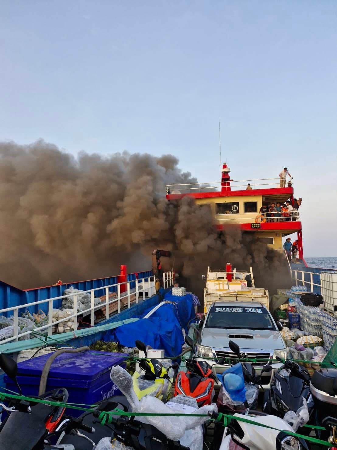 Terrified passengers try to escape from burning ferry off Thailand ...